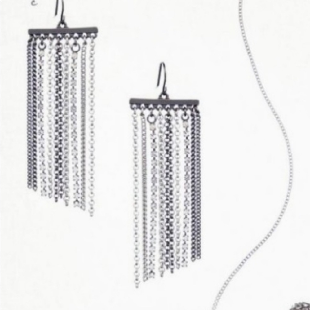 **Iso**C+I "Rare" Rhinestone + Chain Fringe Earrings - Gem